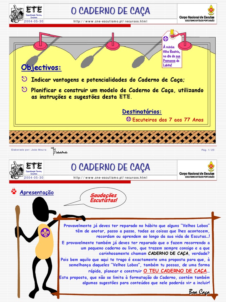 FTJM ETE 01 O Caderno de Caça | PDF | Caça | Livros