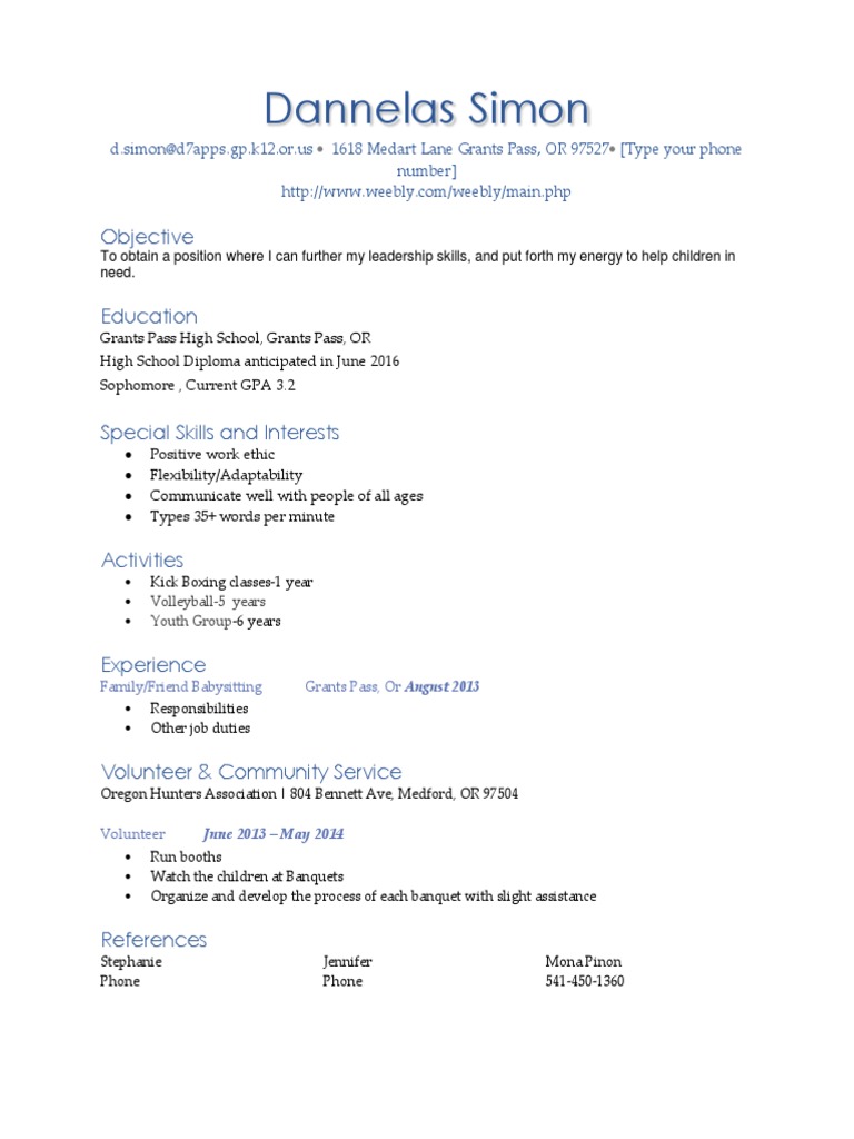 High School Student Resume | PDF