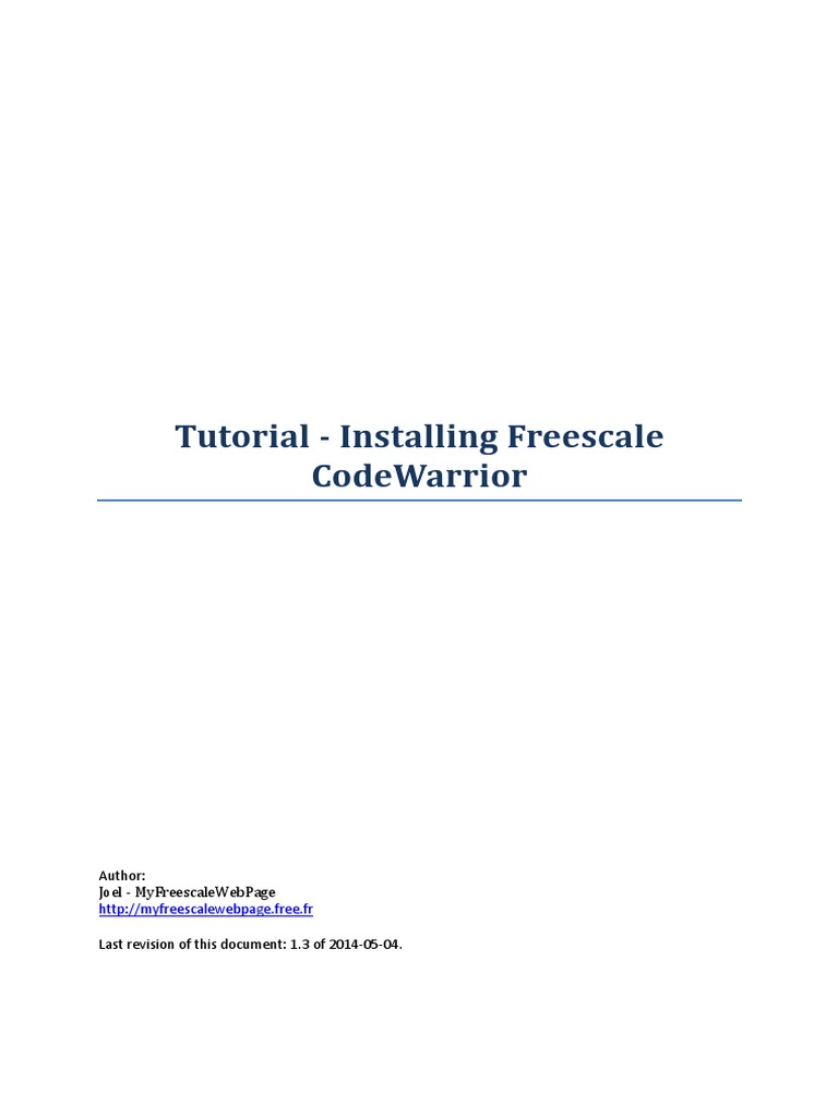 Tutorial - Installing Freescale CodeWarrior | PDF | Installation (Computer Programs) | Online ...