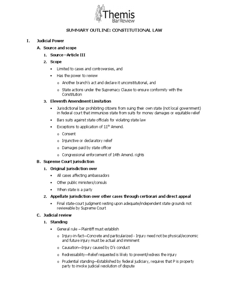 Con Law Summary Outline | PDF | Standing (Law) | Suspect Classification