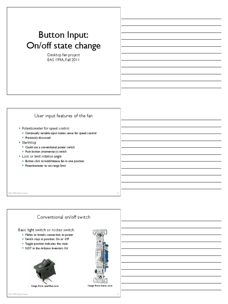 Button Input: On/off State Change: User Input Features of The Fan | PDF ...
