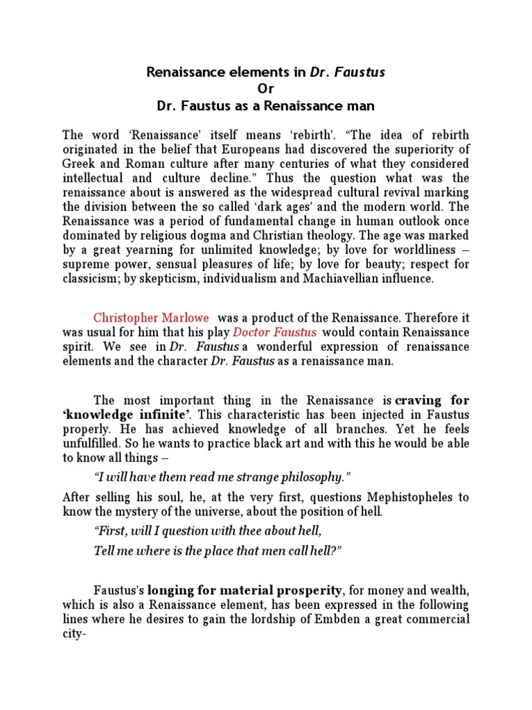 Renaissance Elements in Dr. Faustus | PDF | Renaissance | Reincarnation