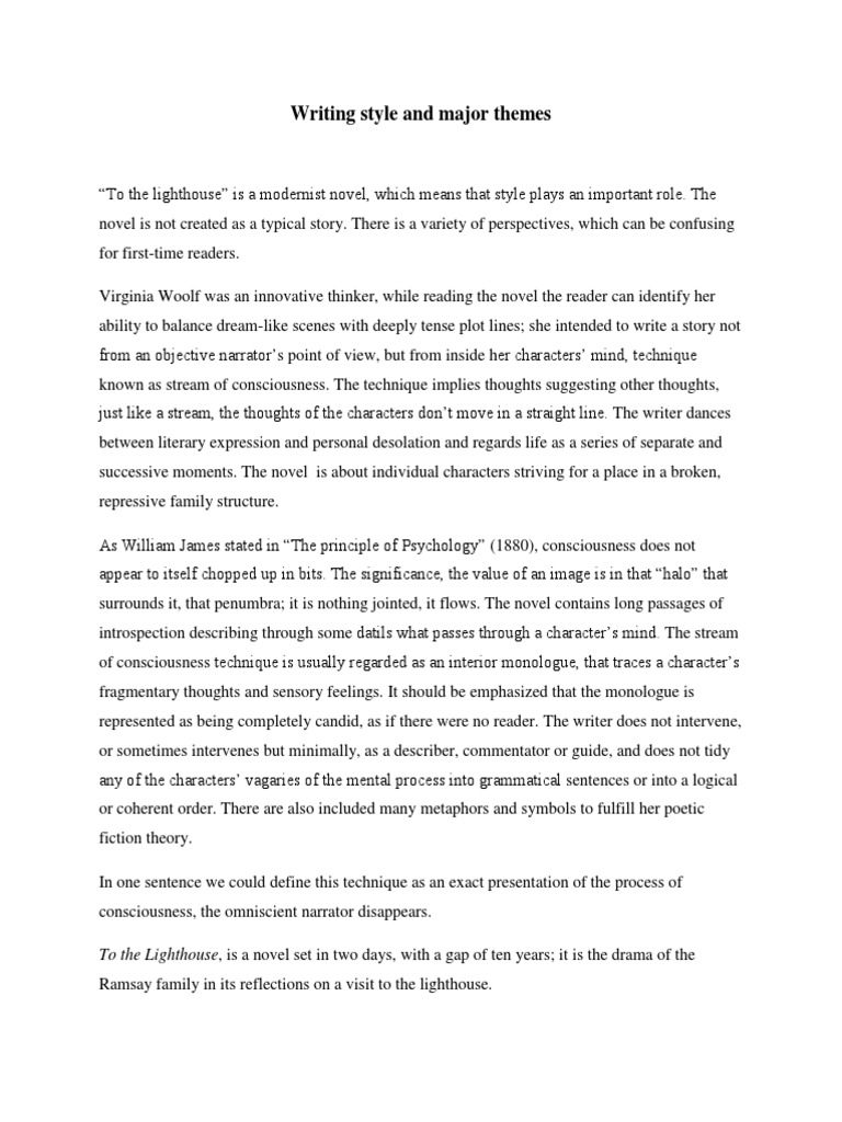 Major Themes in To the Lighthouse | PDF | To The Lighthouse | Narration