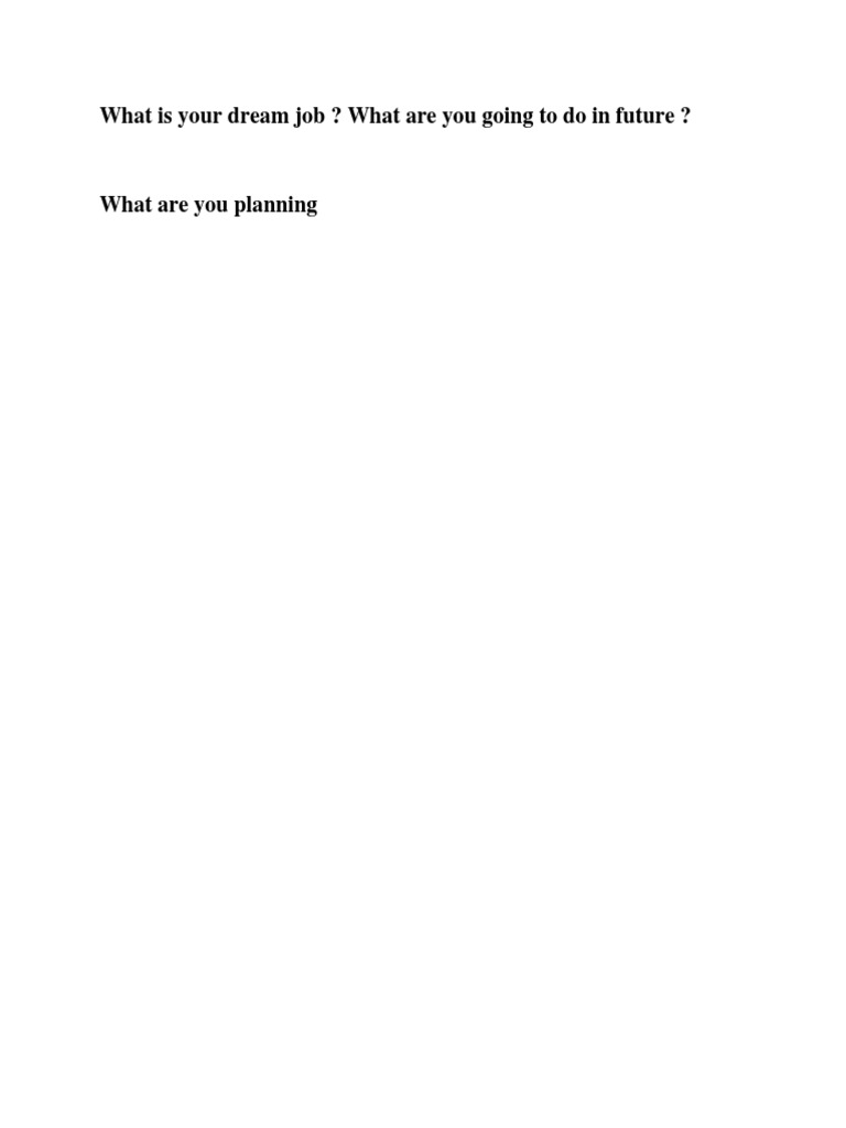 Dream Job and Future Plans Guide | PDF