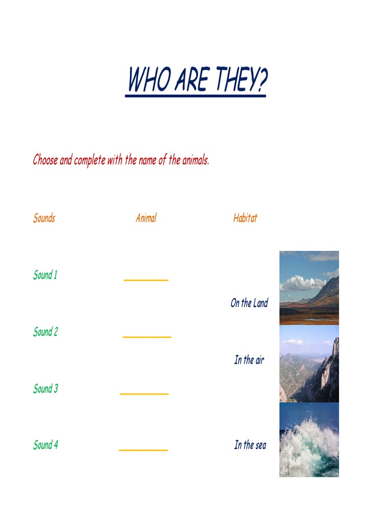 Animal Sounds and Habitats Chart | PDF