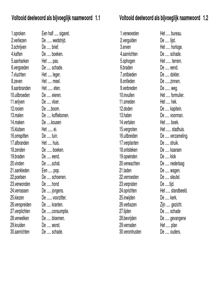 06 - Voltooid Deelwoord Als Bijvoeglijk Naamwoord | PDF