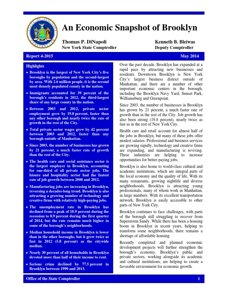An Economic Snapshot of Brooklyn | PDF | Brooklyn | Employment