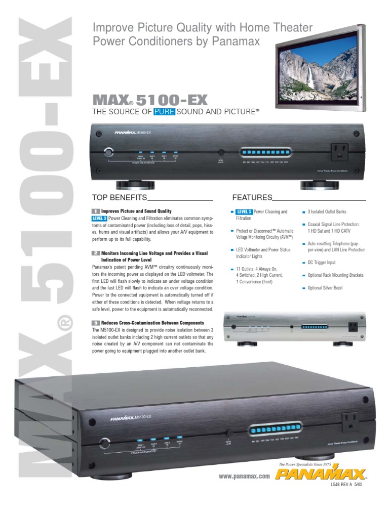 Panamax Max 5100EX Brochure | PDF | Coaxial Cable | Amplifier