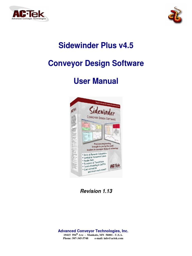 Sidewinder Manual | PDF | Belt (Mechanical) | Friction