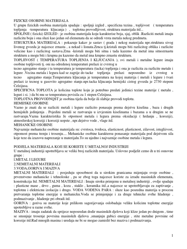 Osnovi Masinstva Skripta | PDF