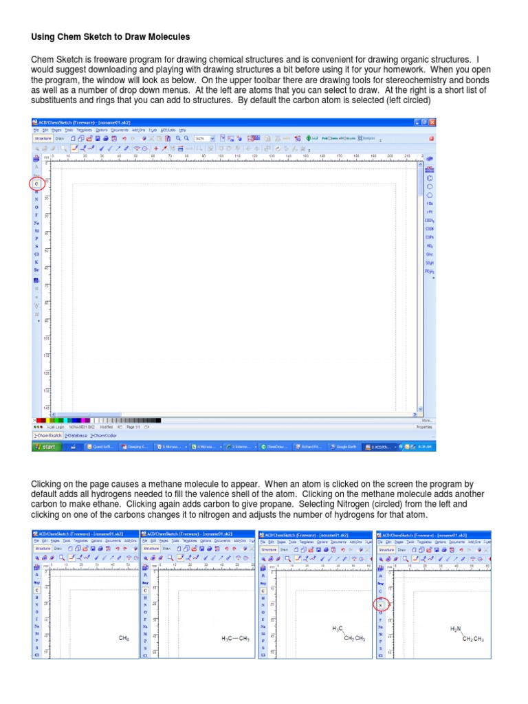 Using Chem Sketch To Draw Molecules | PDF | Chemical Bond | Ion