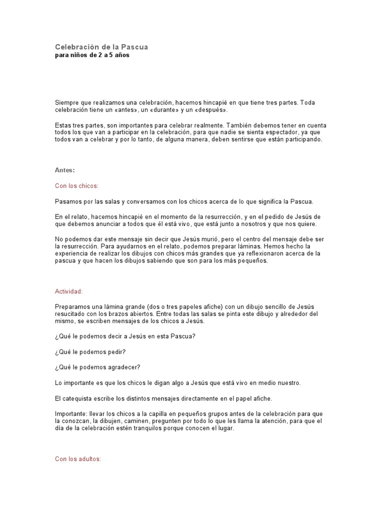 Pascua Infantil: Actividades y Celebración | PDF | La resurrección de ...