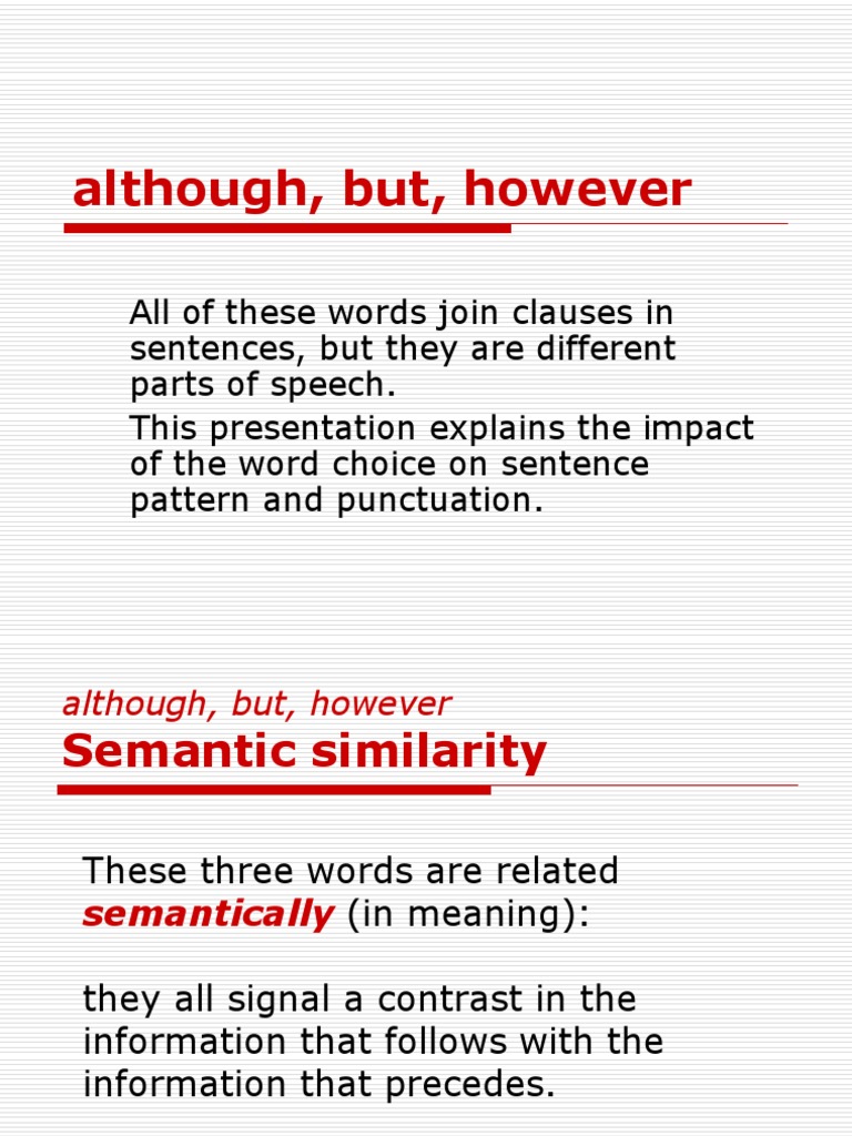 Although But However | PDF | Comma | Sentence (Linguistics)