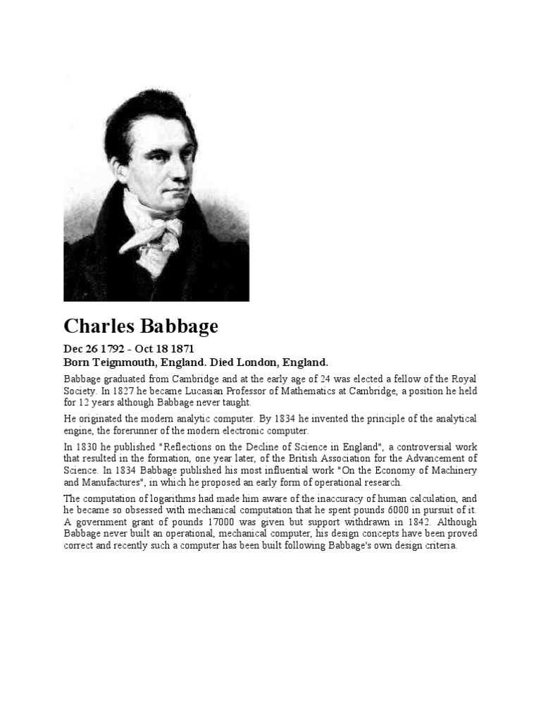 Charles Babbage | PDF | Isaac Newton | Albert Einstein