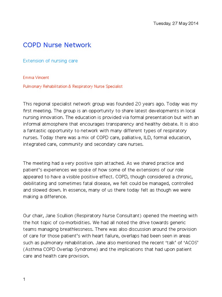 COPD Nurse Network | Chronic Obstructive Pulmonary Disease | Caregiver