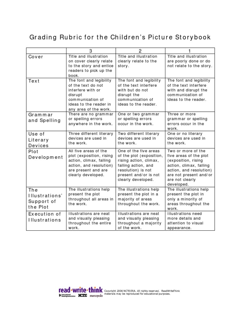 Children's Book Grading Rubric | PDF | Typography | Writing