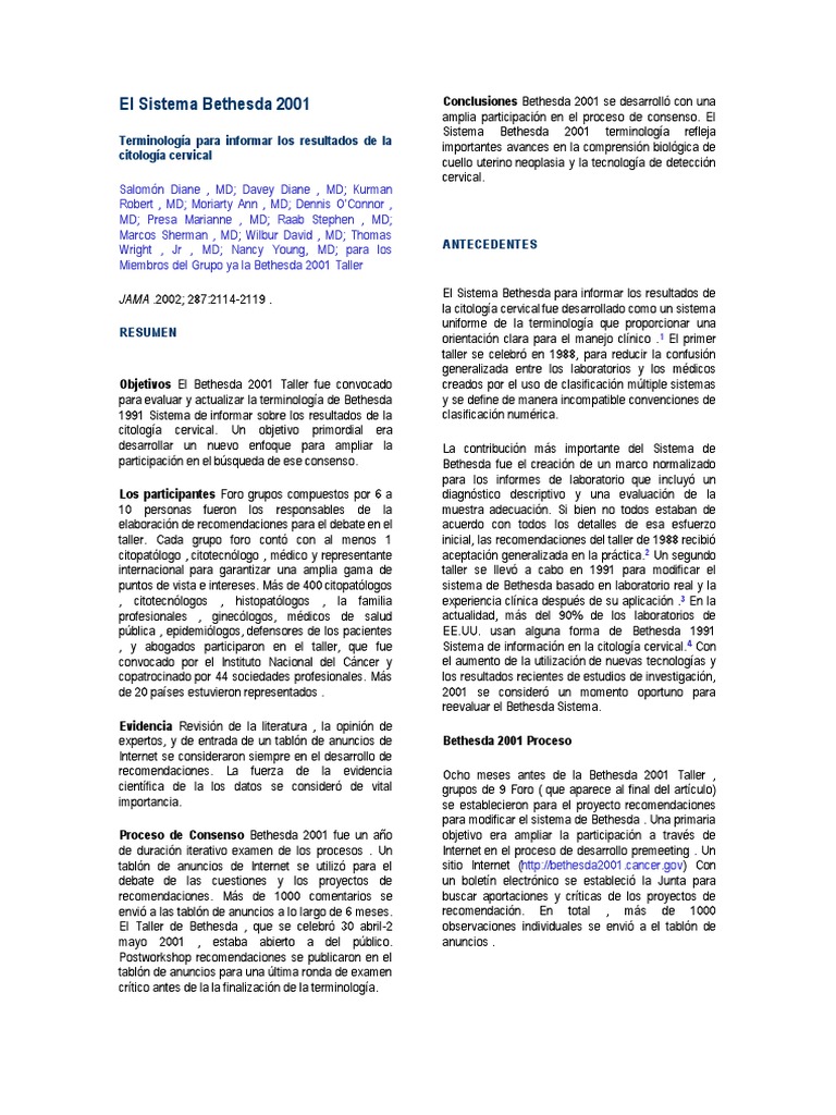 El Sistema Bethesda 2001 | PDF