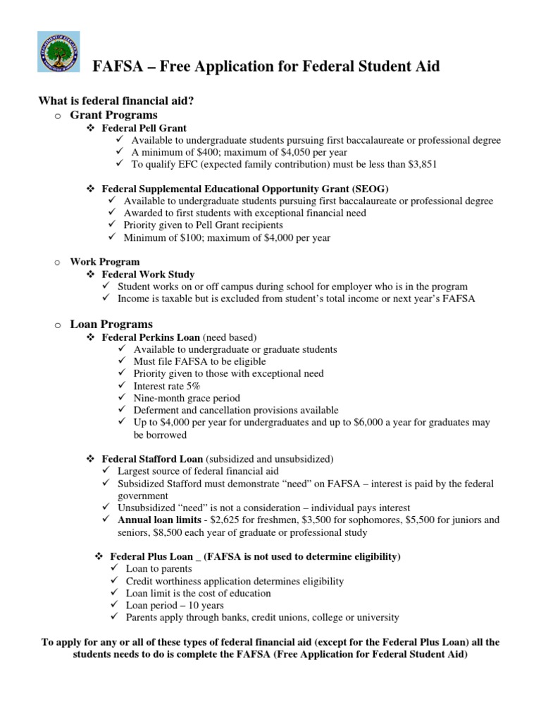 FAFSA Guide for Federal Student Aid | PDF | Higher Education | Public ...