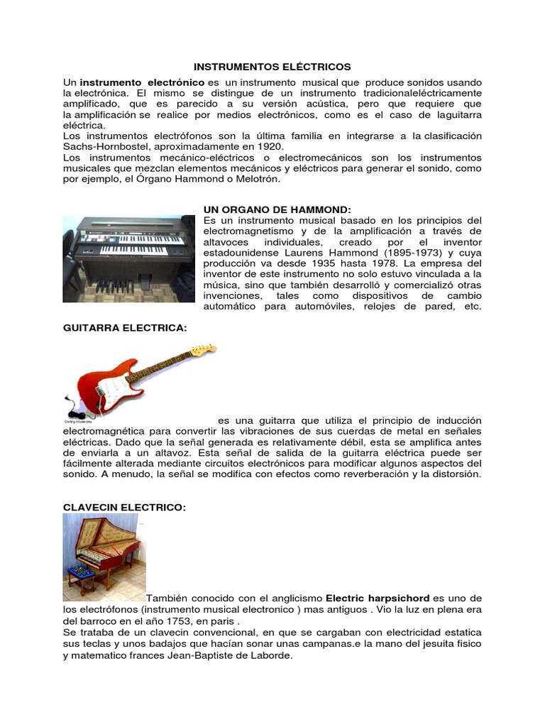 Instrumentos Eléctricos | PDF | Instrumentos musicales | Tecnología de ...
