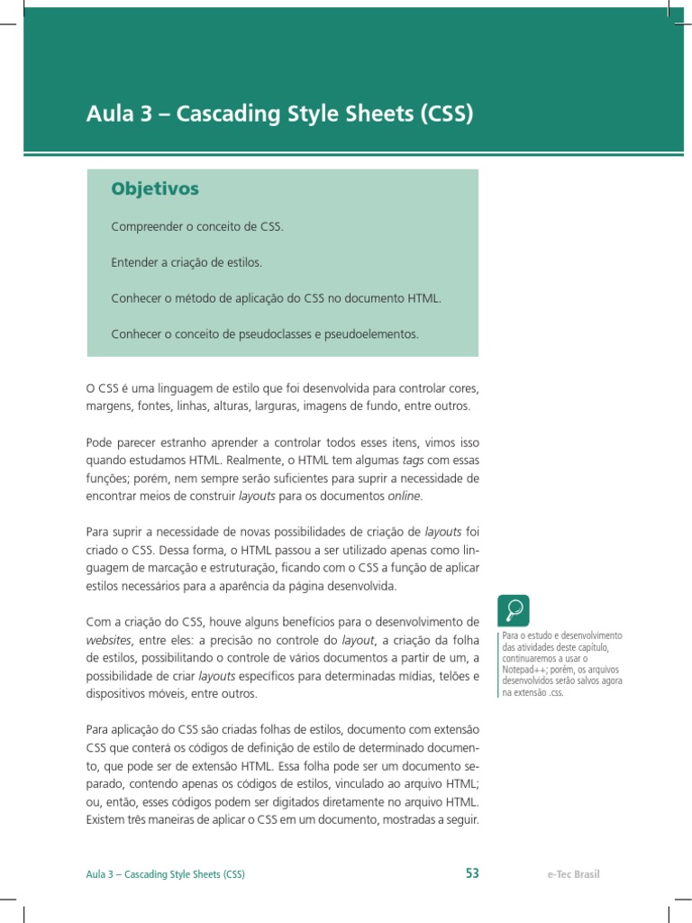 CSS Externo Interno | Download grátis PDF | Folhas de estilo em cascata ...