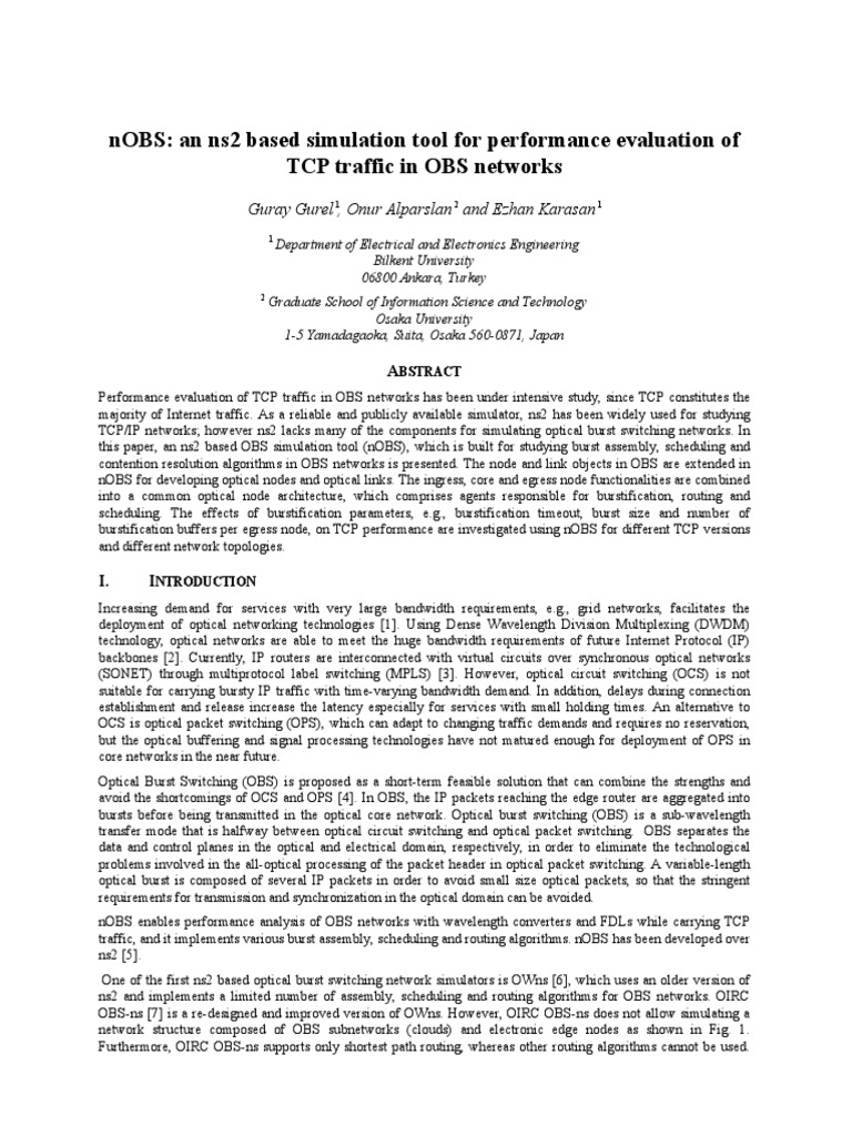 2007 Nobs An Ns2 Based Simulation Tool For Performance Evaluation Of