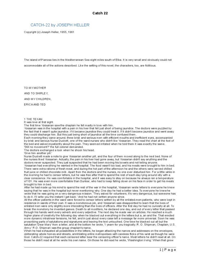 CATCH 22 Complete Text | PDF | Unrest