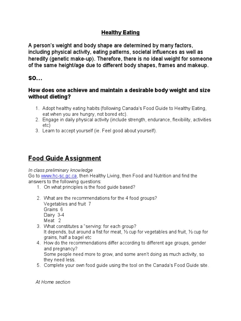 Canadas Food Guide Track Your Servings Assignment | PDF | Healthy Diet ...