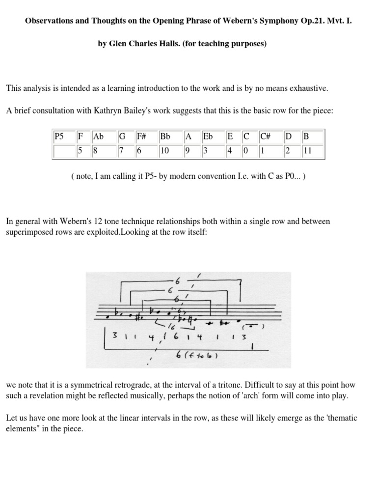 Glen Charles Halls: Webern Op21 Analysis | PDF | Music Theory | Musicology