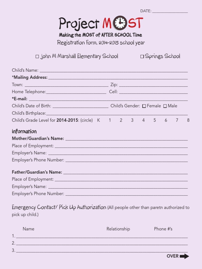 2014-2015 School Year Registration Form | PDF