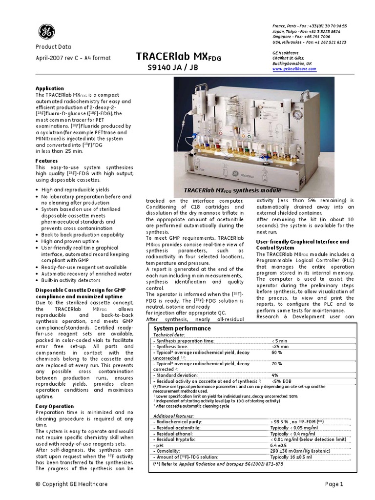 s9140ja - Tracerlab Mx Fdg (230v) | Synthesizer | Compact Cassette