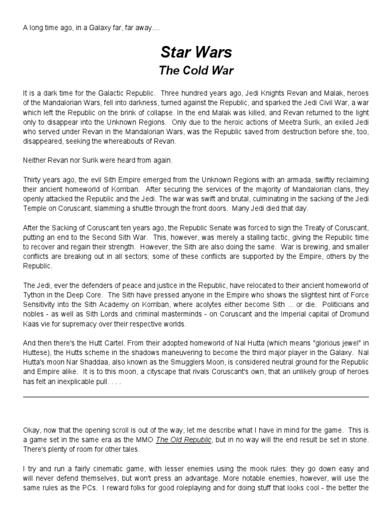 Star Wars RPG: The Old Republic | PDF | Jedi | Sith