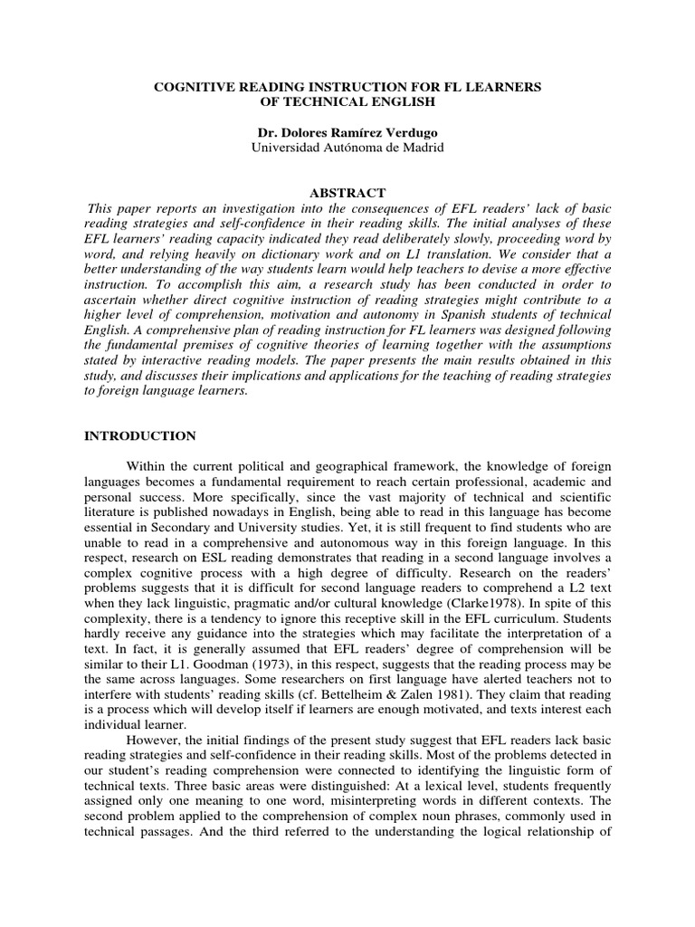 Cognitive Reading | Reading (Process) | Reading Comprehension