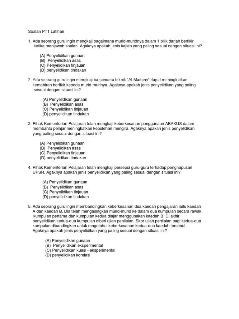 Soalan PT1 Latihan | PDF