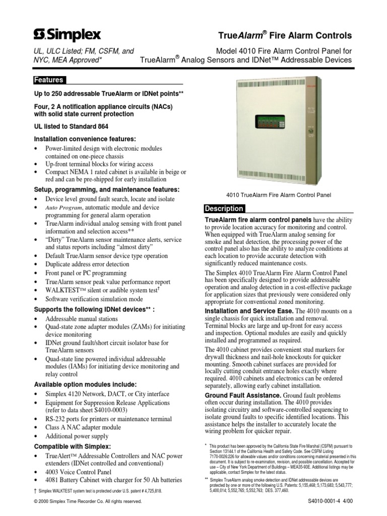 Alarm Simplex 4010-0001 | PDF | Power Supply | Battery Charger