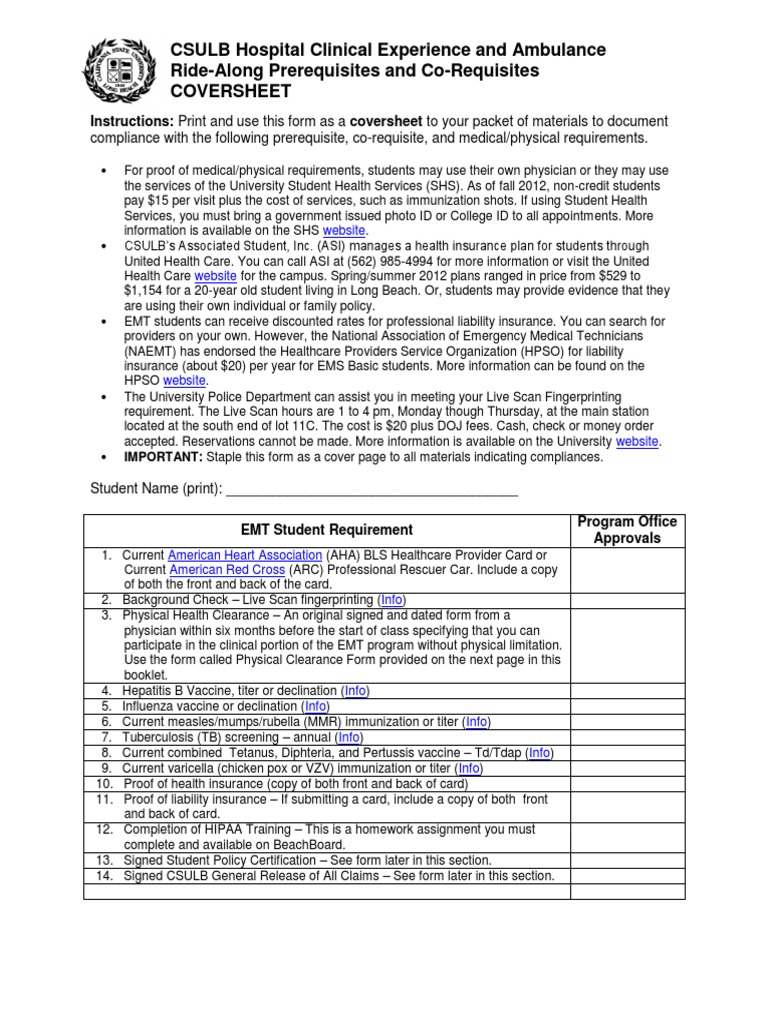CSULB Hospital Clinical Experience and Ambulance Ride-Along ...