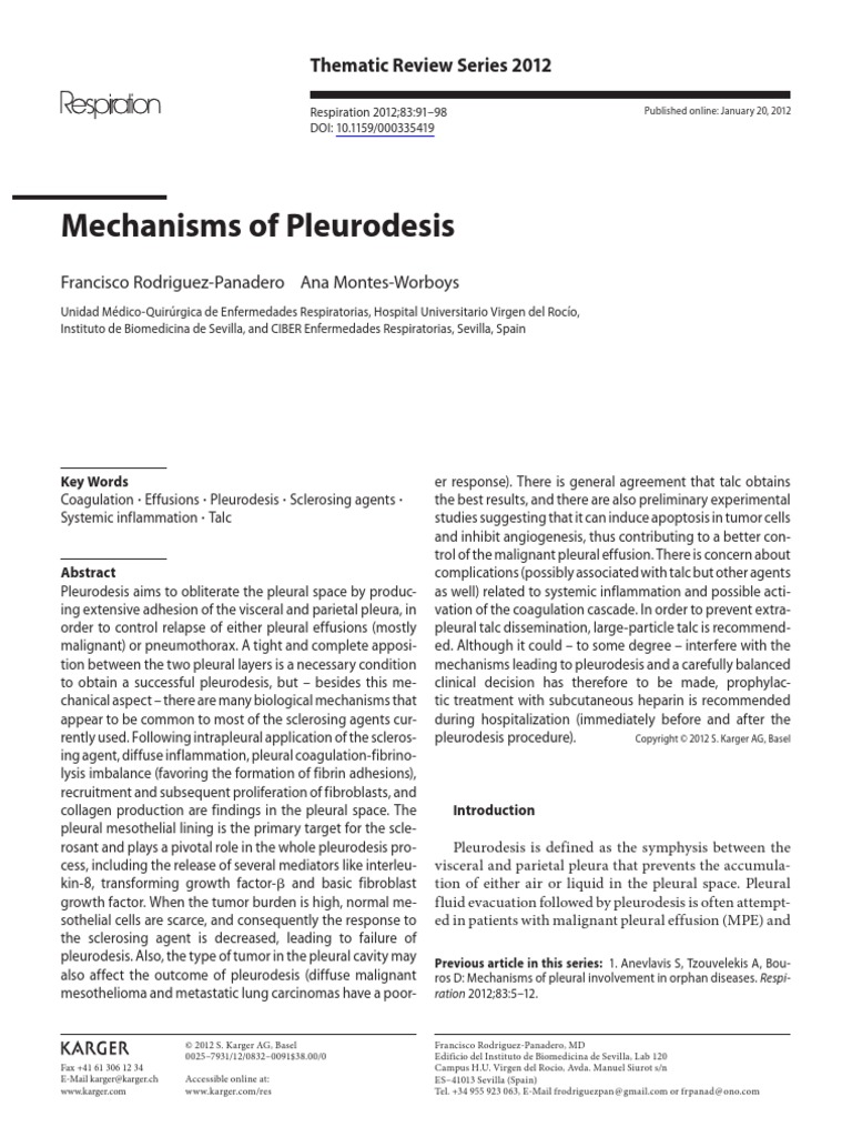 Mechanisms of Pleurodesis | Metastasis | Medical Specialties