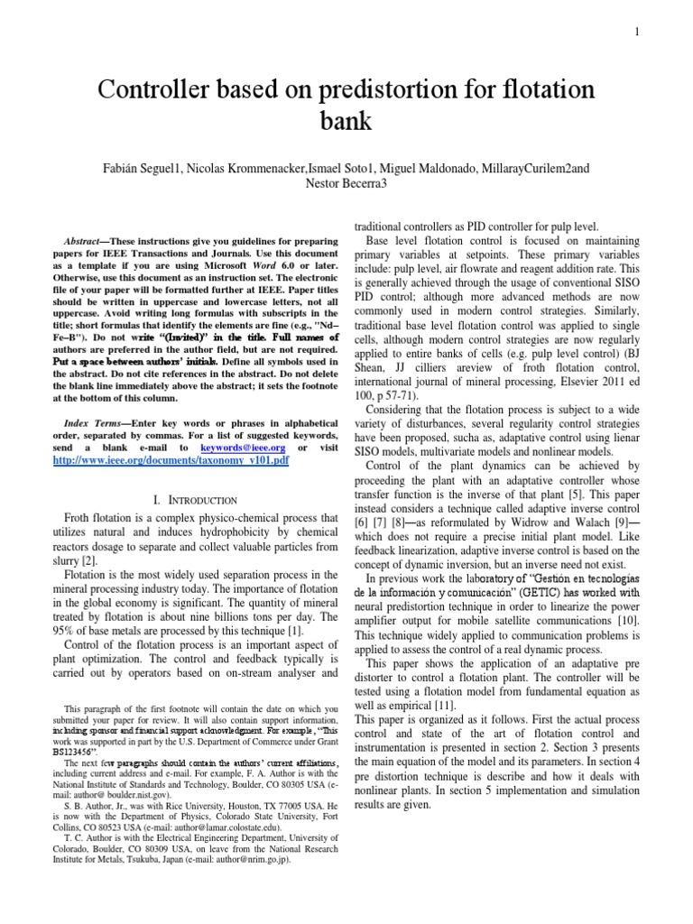 Controller Based On Predistortion For Flotation Bank | PDF | Systems ...