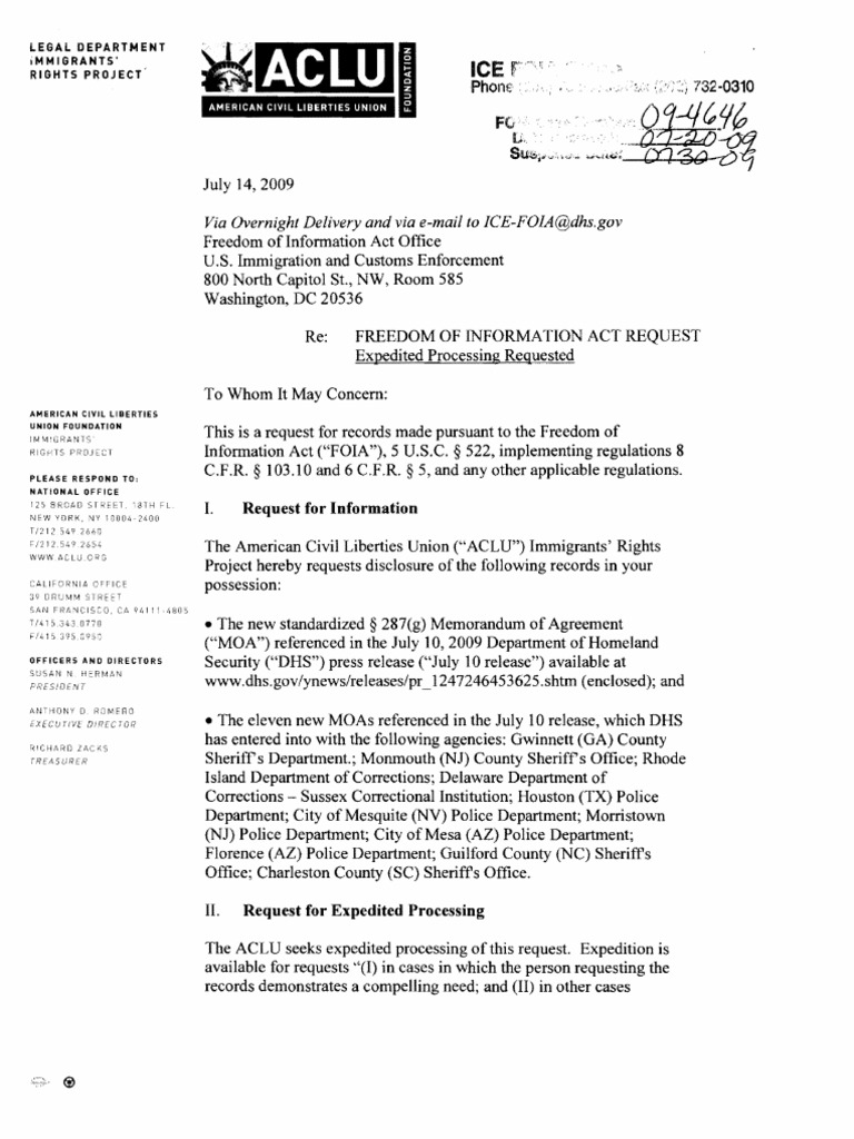 287 (G) TEMPLATE For Memorandum of Agreement With A State/Local Law ...