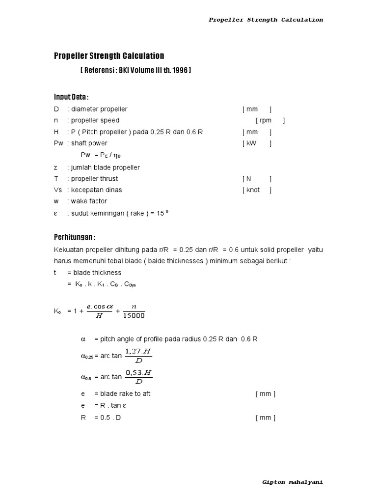 Propeller Strength Calculation | PDF