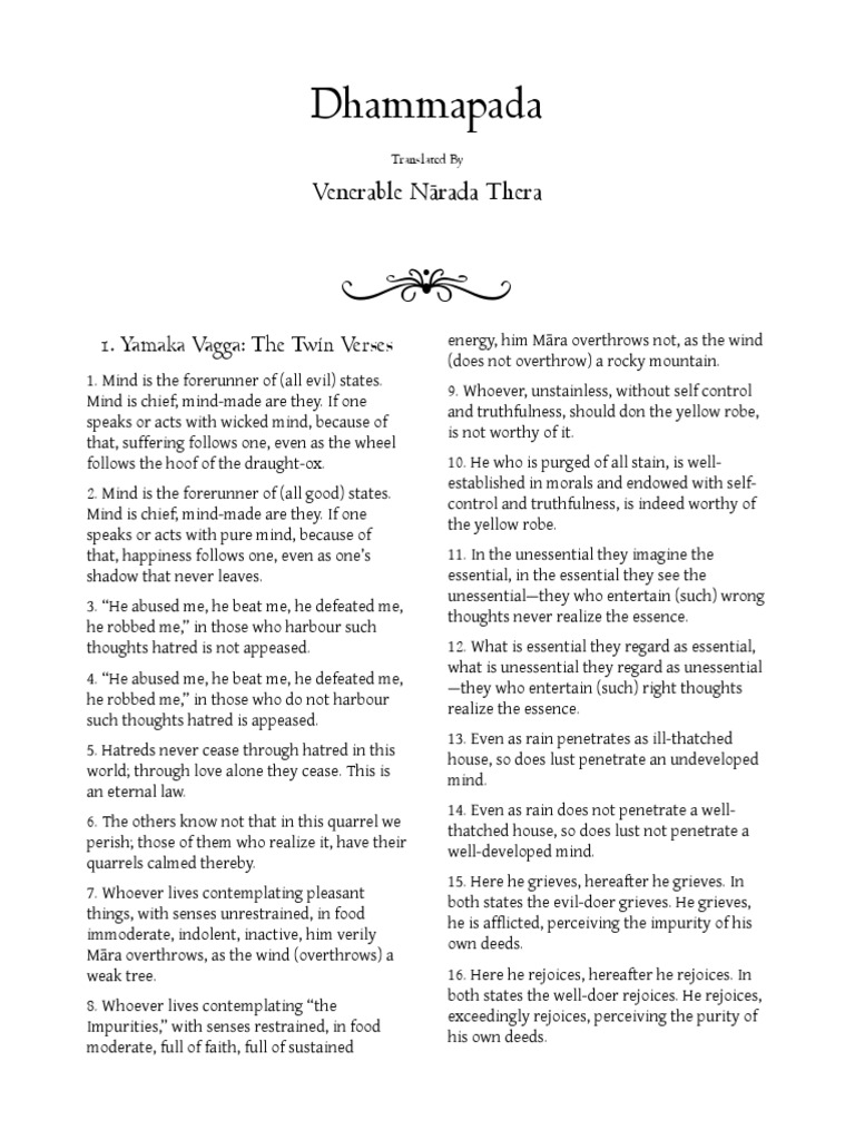 Dhammapada: Venerable Nārada Thera | PDF | Religion And Belief