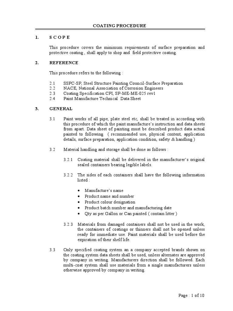 Procedure for Surface Preparation and Application of Protective ...