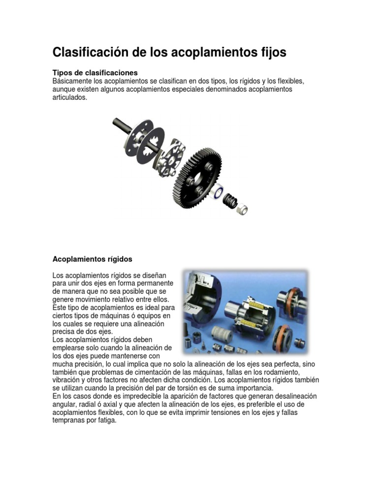 Clasificación de Los Acoplamientos | PDF | Engranaje | Ingeniería mecánica