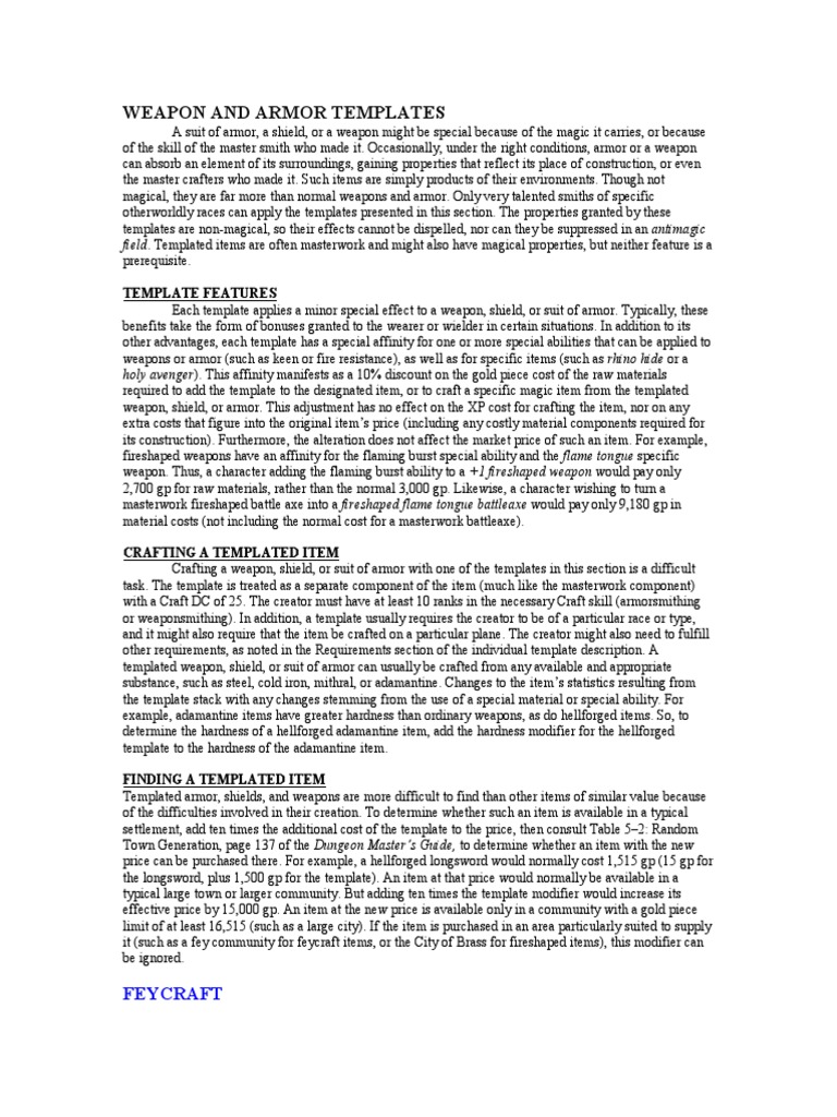 Templates v1.01 | PDF | Shield | Armour