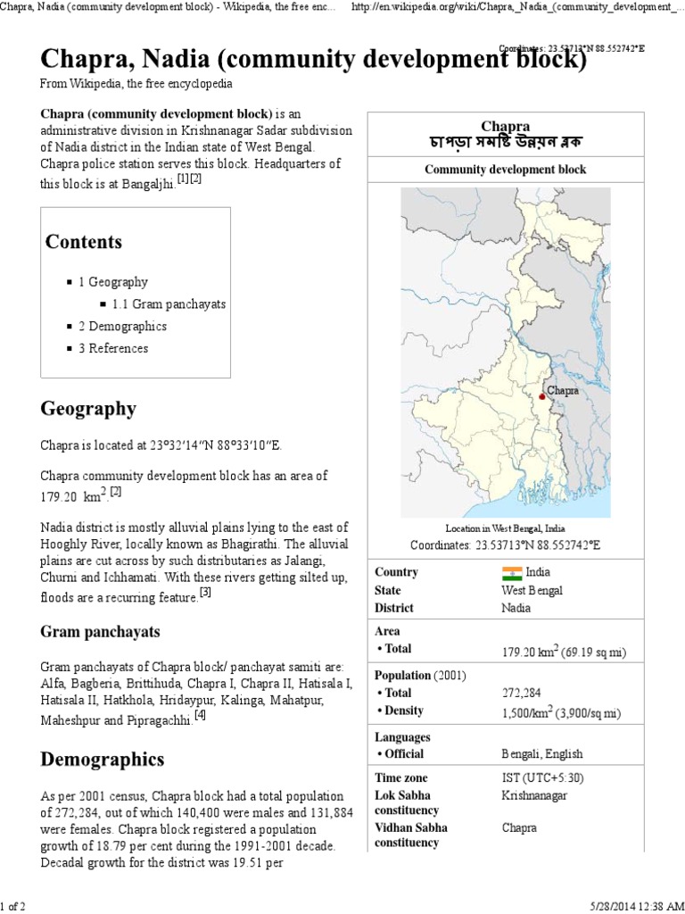 Chapra, Nadia (Community Development Block) - Wikipedia, The Free ...