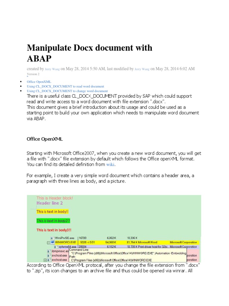 Manipulate Docx Document With ABAP | PDF | Microsoft Word | Zip (File Format)