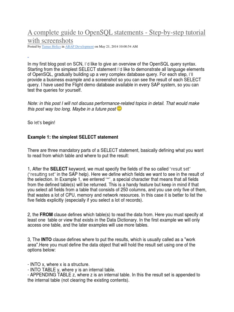 A Complete Guide To OpenSQL Statements | PDF | Databases | Computer ...