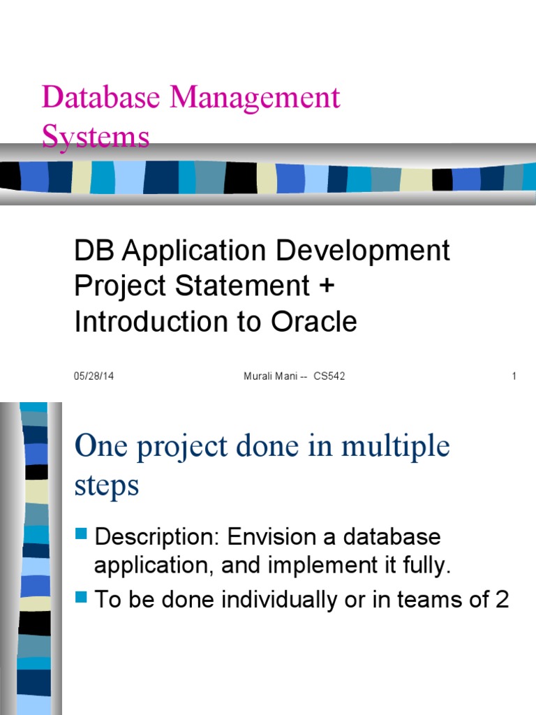 Database Management Systems: DB Application Development Project ...
