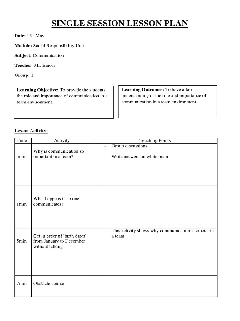 Lesson Plan Template | PDF | Wellness