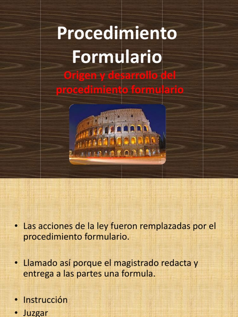 Procedimiento Formulario en Derecho Romano | PDF | Causa de la acción ...