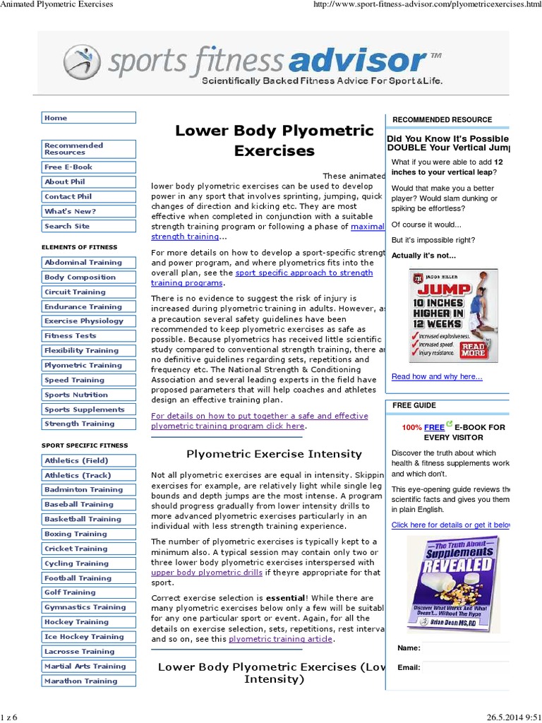 Animated Plyometric Exercises | PDF | Strength Training | Sports